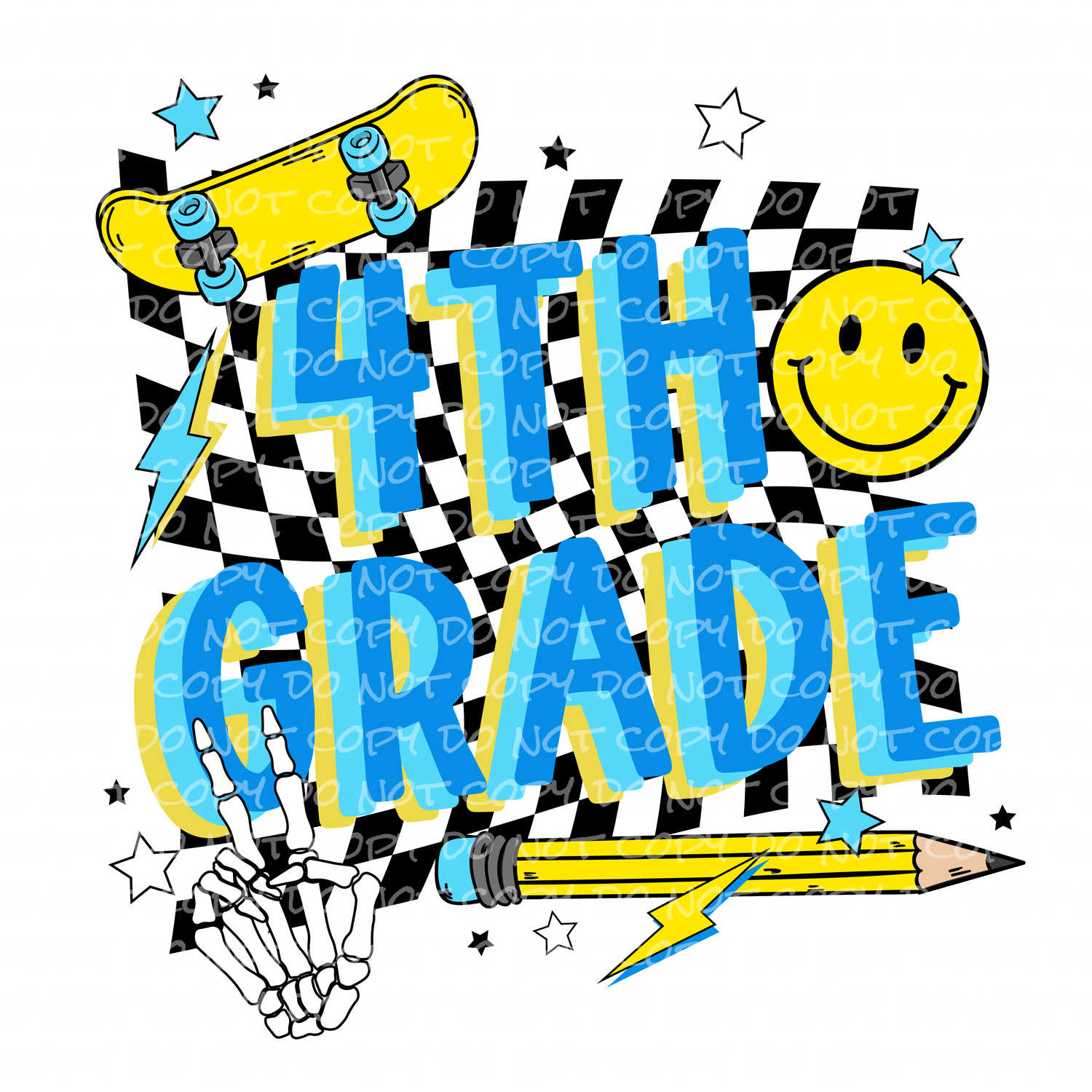 4th Grade Blue | DTF Ready to Press or Sublimation Transfer ...