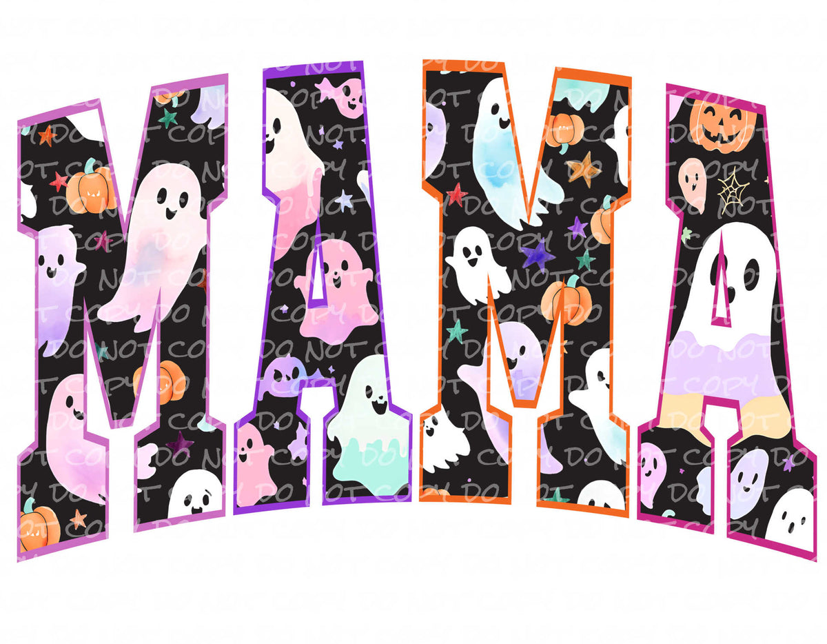 Mama Varsity Letters - Ghosts | DTF Ready to Press or Sublimation Tran ...