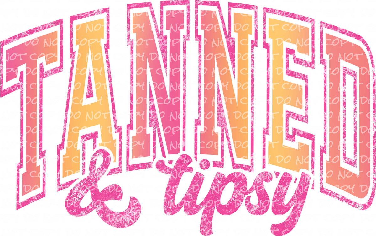 Tanned & Tipsy Varsity Letters | DTF Ready to Press or Sublimation Tra ...