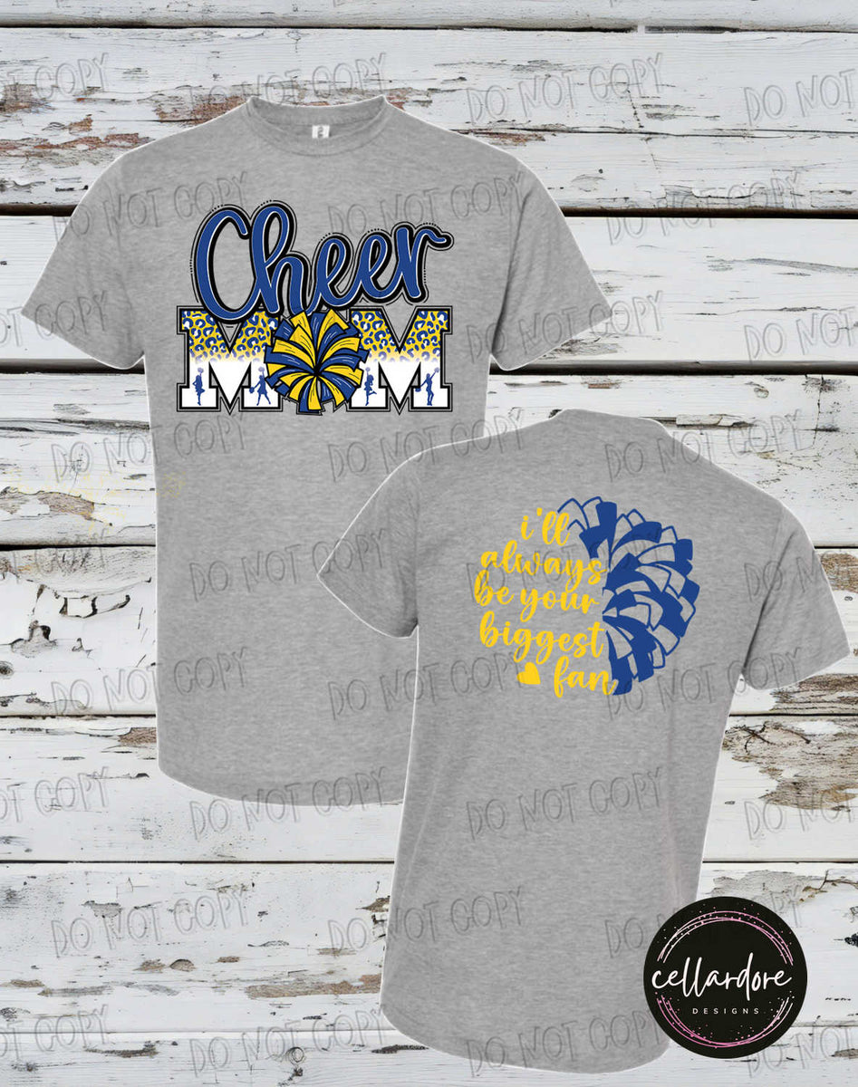 Cheer Mom Blue & Yellow - Completed Apparel Items – CellarDore Designs